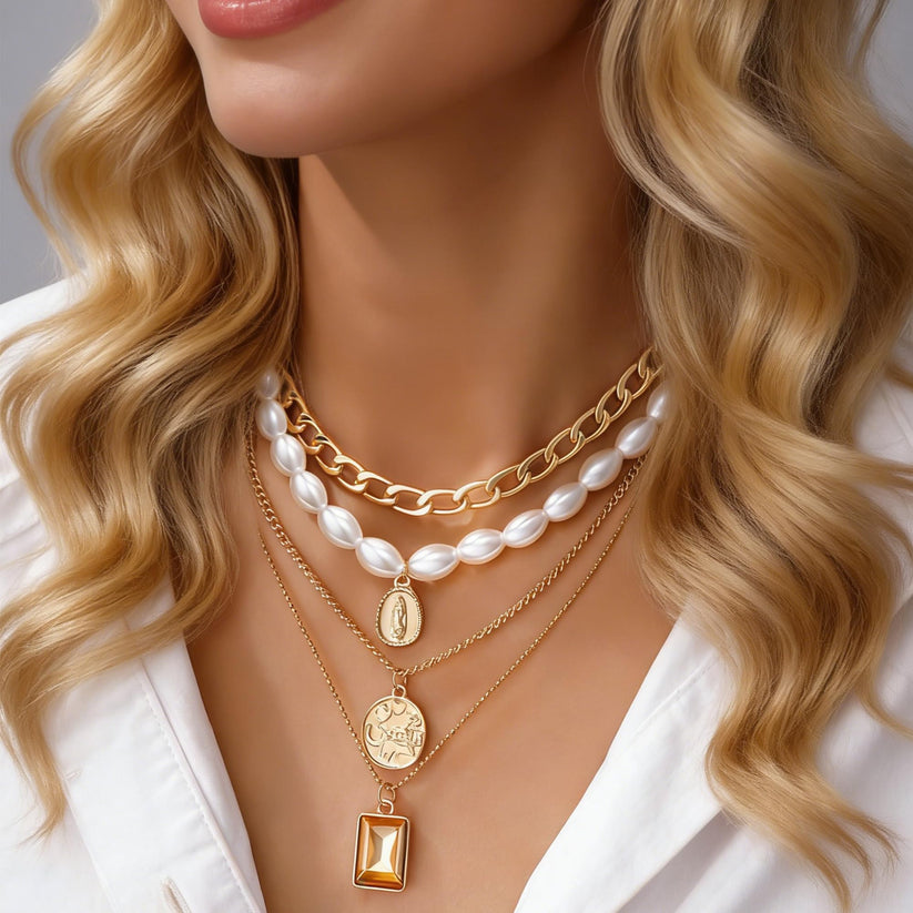Jewelry 68 Pcs Gold Jewelry Set for Women with 7 Necklace, 17 Bracelet ...